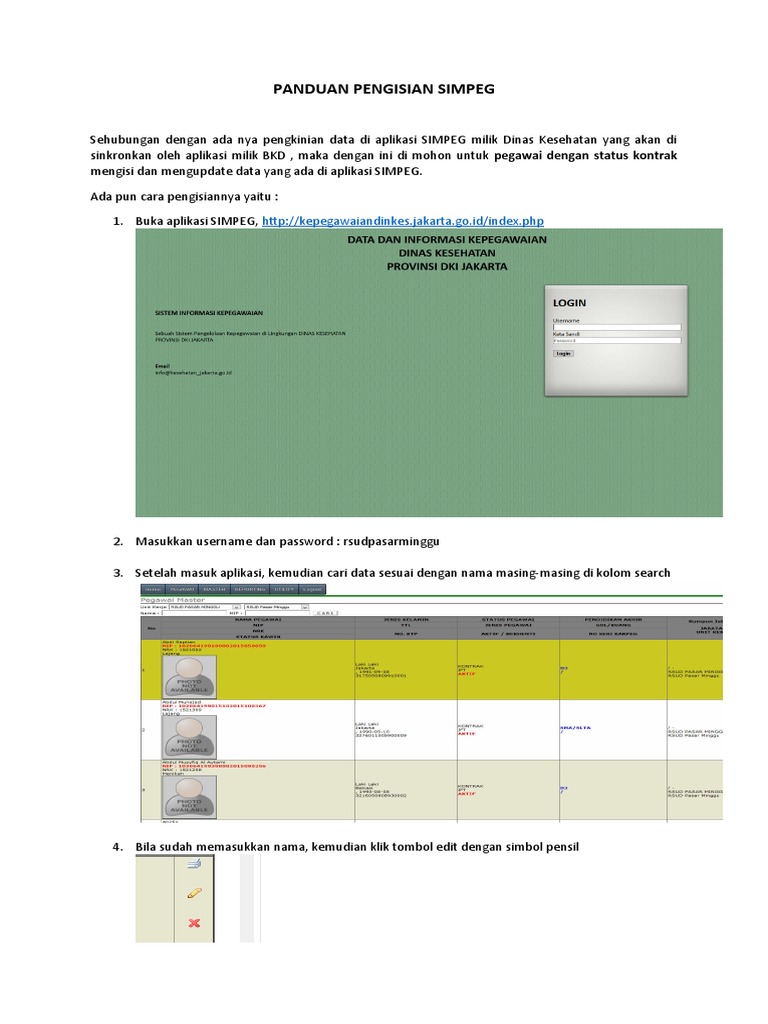 Panduan Pengisian Data SIMPEG Kemenkes | PDF