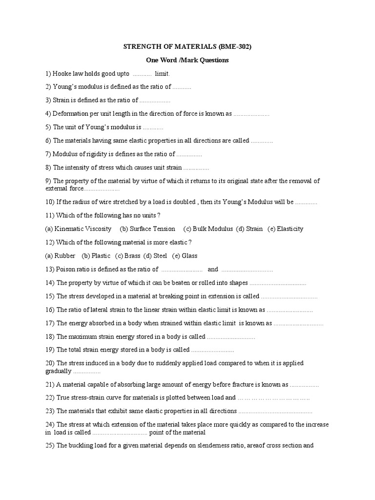 Bme-302 Som | PDF | Deformation (Engineering) | Bending