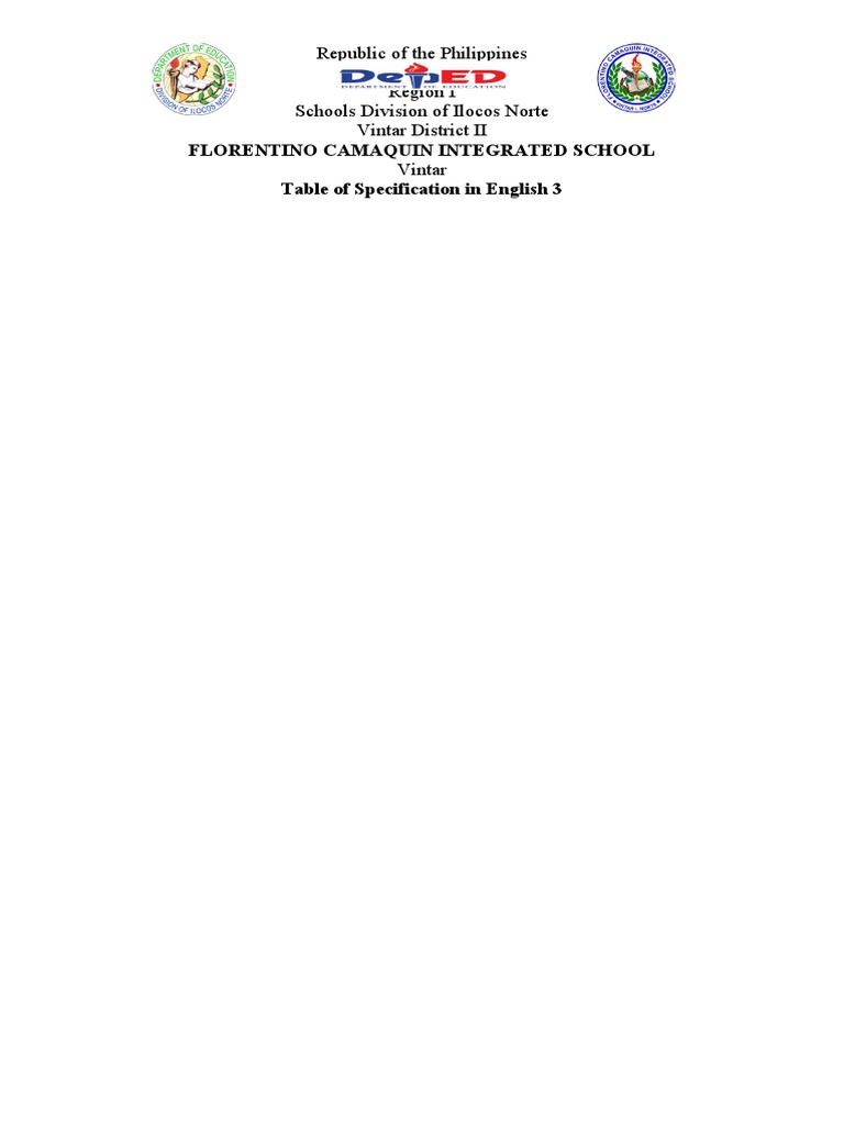 TOS-Diagnostic Test in English 3 | PDF | Word | Language Families