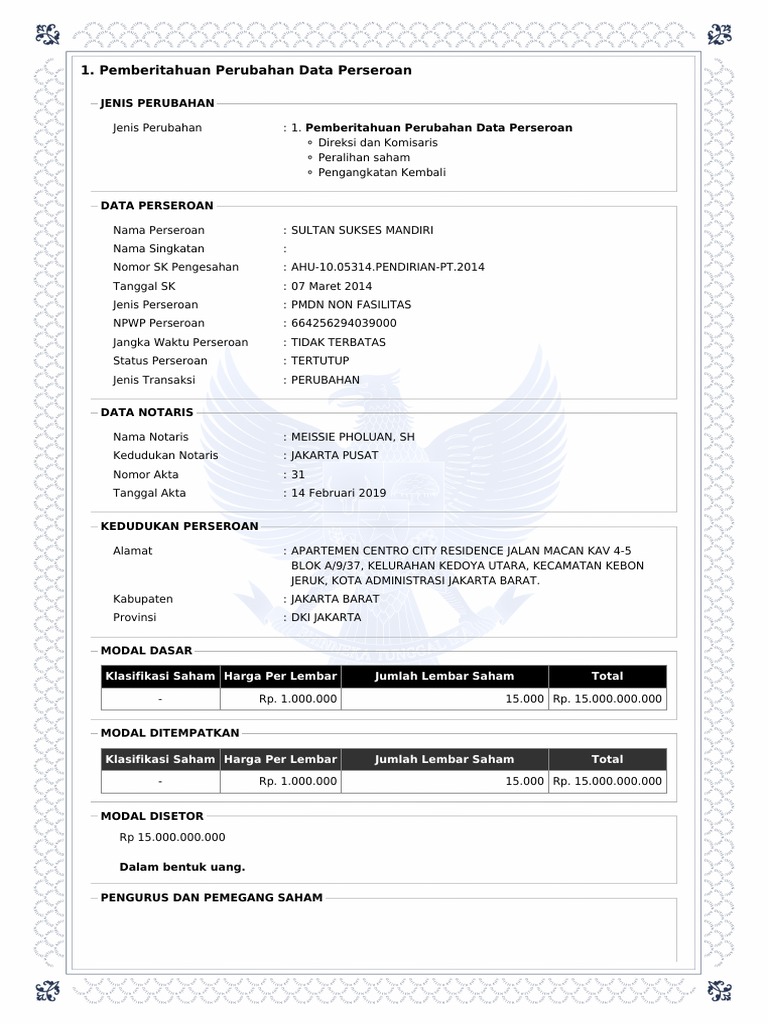 Detail PKS Pt-Sultan Sukses Mandiri | PDF