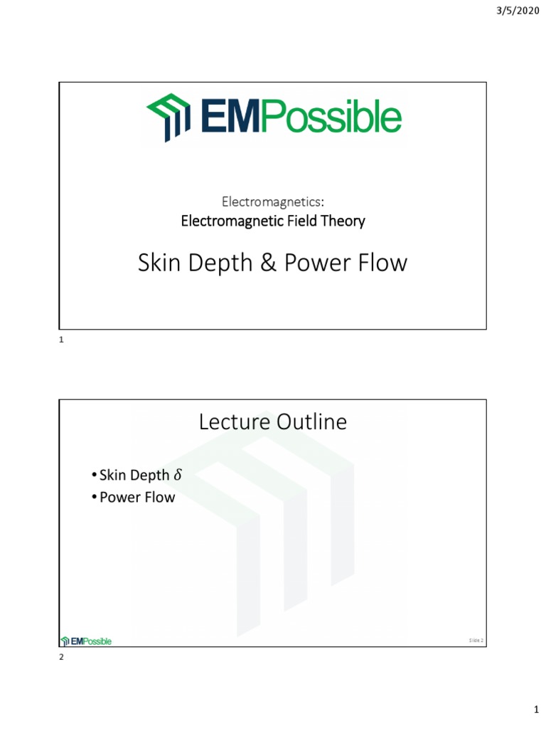 Lecture Skin Depth Power Flow | PDF | Electrical Resistance And Conductance | Motion (Physics)