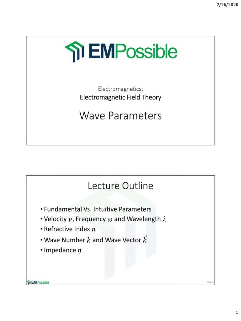 Lecture Wave Parameters | PDF | Waves | Wavenumber