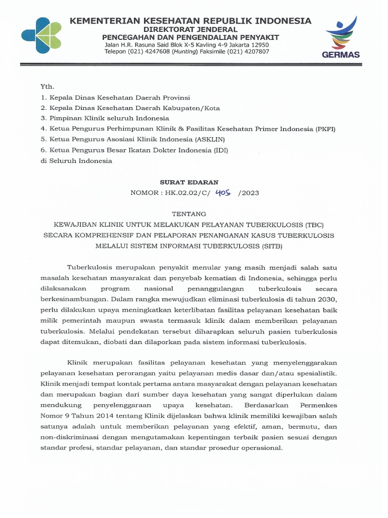 Kewajiban Klinik melakukan Pelayanan TBC & Pelaporan melalui SITB-2 | PDF