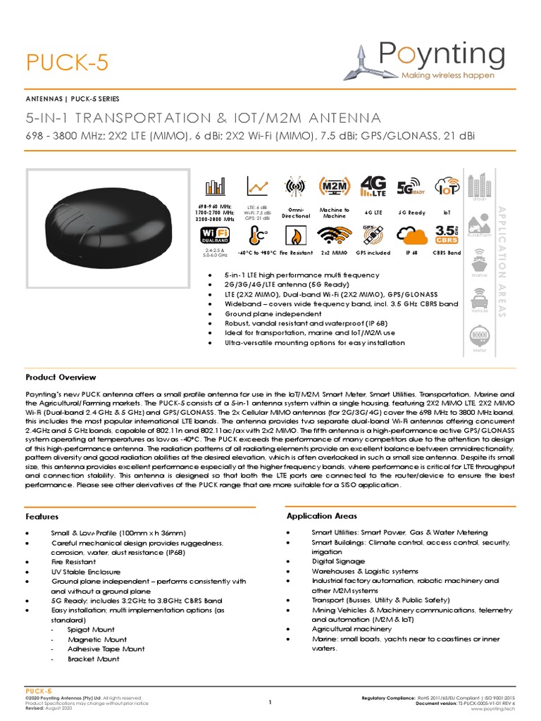 Technical Specification A PUCK 0005 V1 01 | PDF | Decibel | Antenna (Radio)