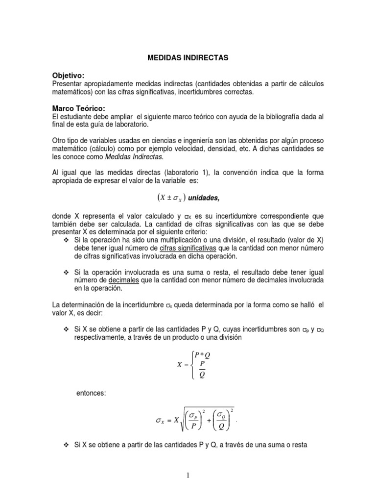 Guía 02 Medidas Indirectas | PDF | Medición | Incertidumbre