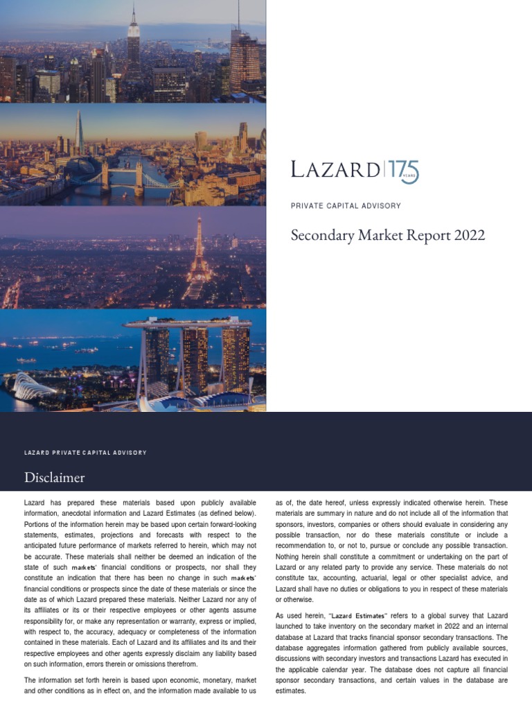 Lazard Secondary Market Report 2022 | PDF | Market Liquidity | Market (Economics)