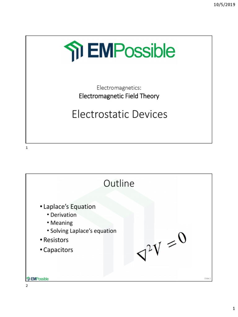 Lecture Electrostatic Devices Pdf Capacitor Electromagnetism