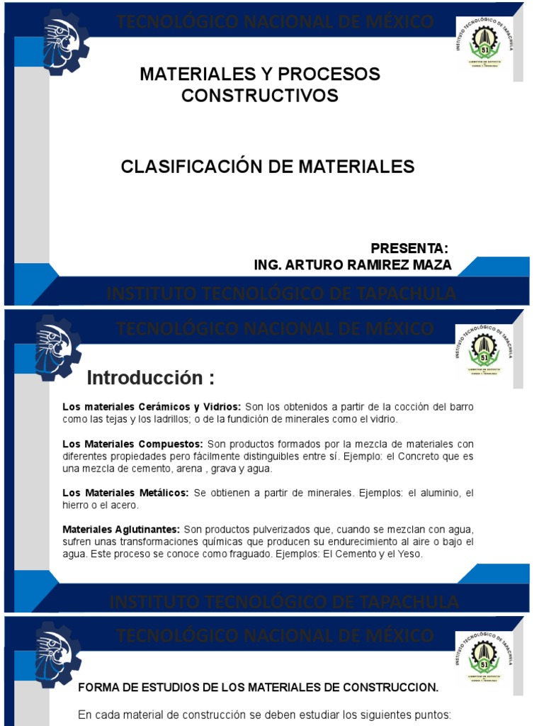 Clasificación de Los Materiales | Descargar gratis PDF | Materiales de construcción | Cemento