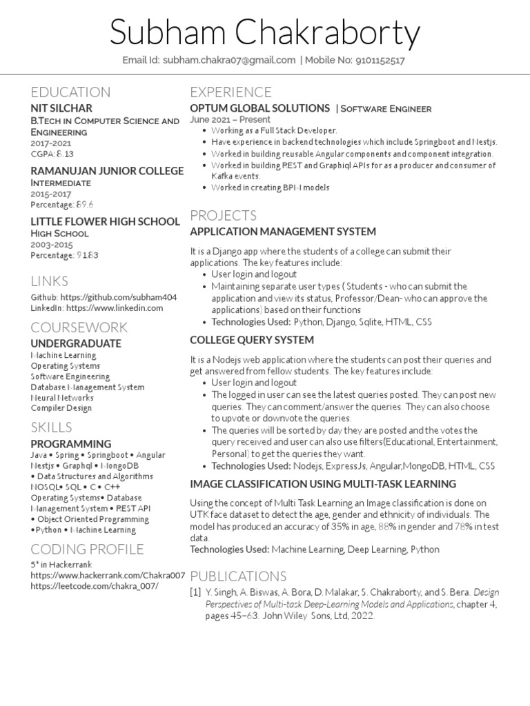 Subham Chakraborty Resume | PDF | Application Software | Computer ... Subham Chakraborty Resume | PDF | Application Software | Computer ...