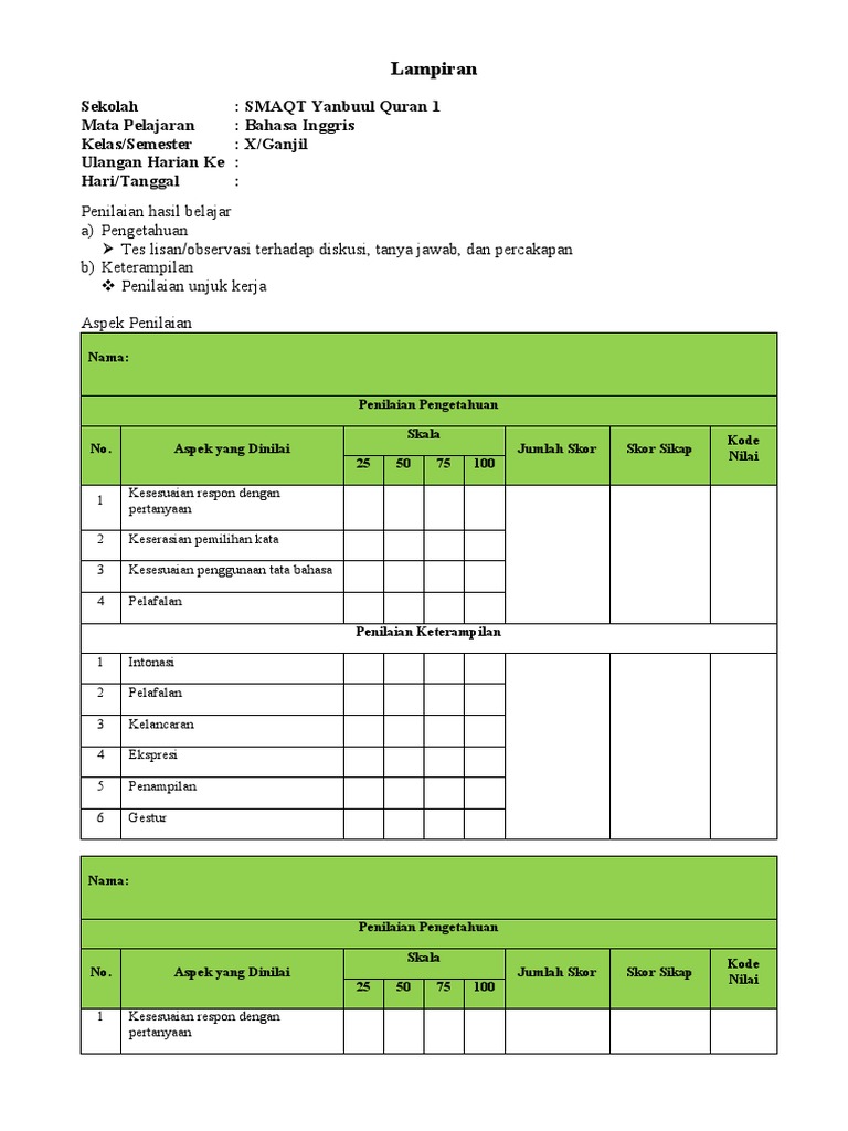 Rubrik Penilaian | PDF