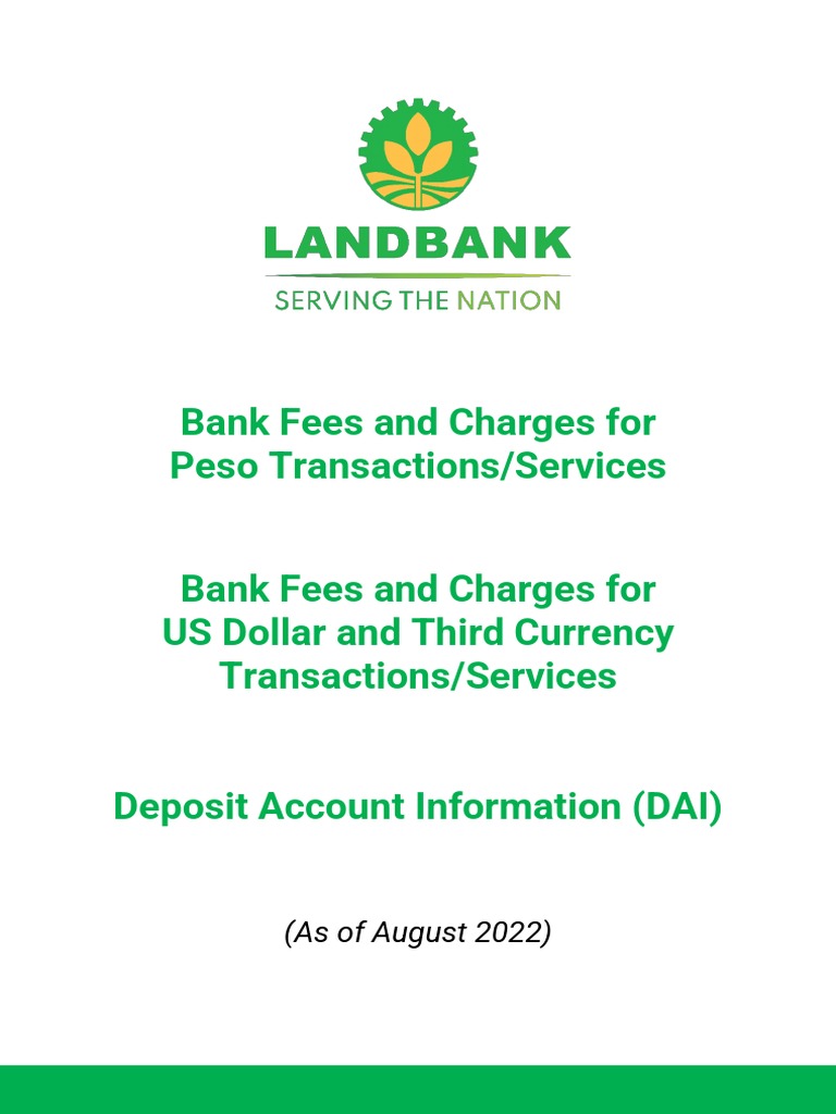 LANDBANK Fees and Charges For Peso, US Dollar and Third Currency ...