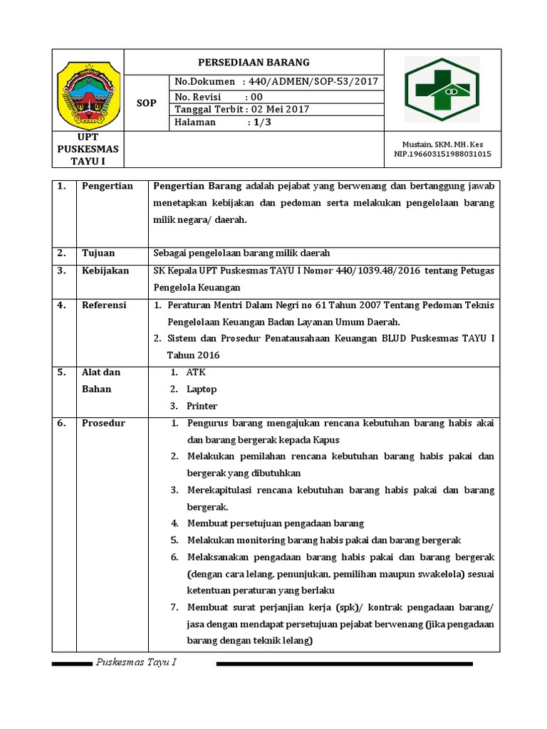 SOP persediaan barang | PDF