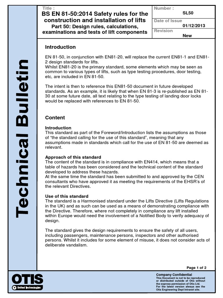 Otb - SL50 - En81-50 | PDF | Elevator | Manufactured Goods