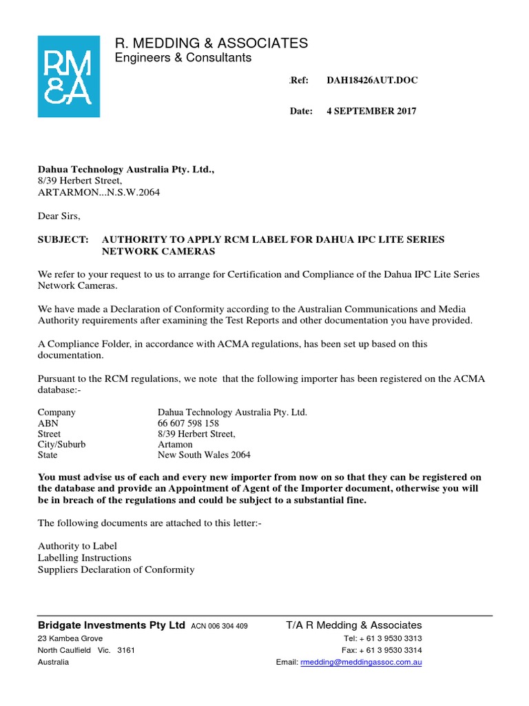 RCM Label Authority for Dahua Cameras | PDF | Privacy | Privacy Policy
