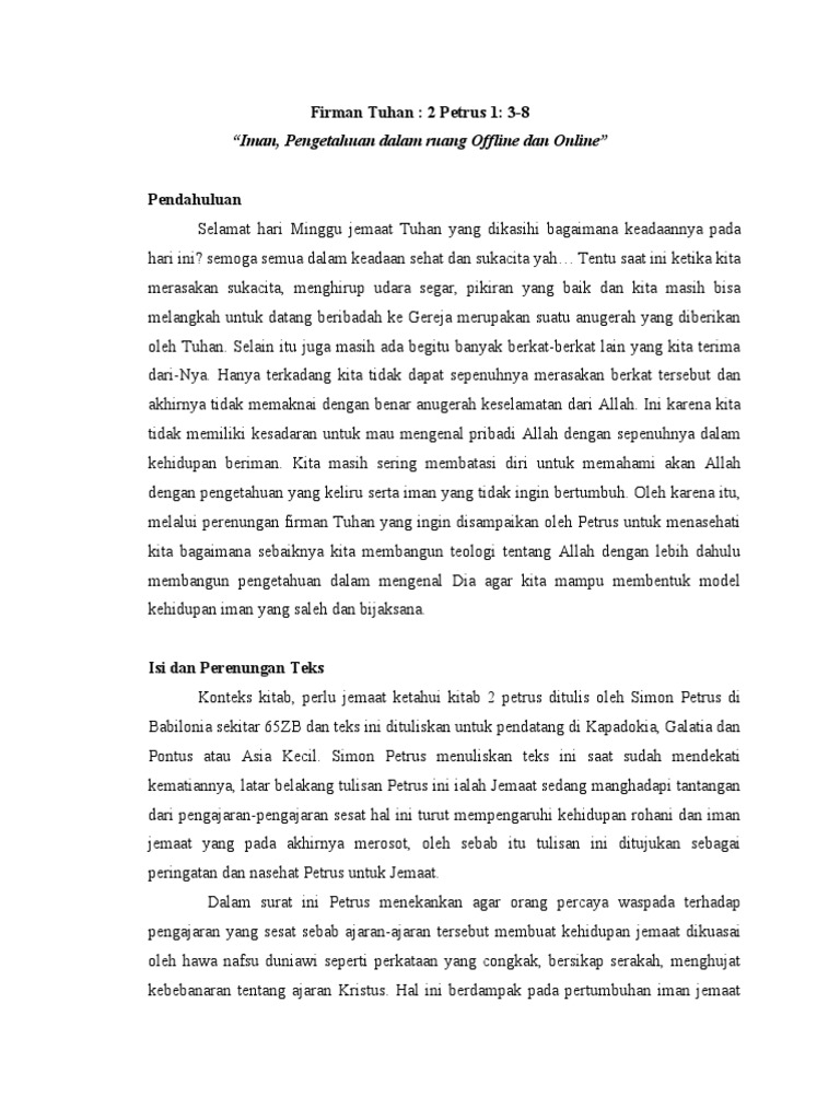 2 Petrus 1 Khotbah 2 | PDF