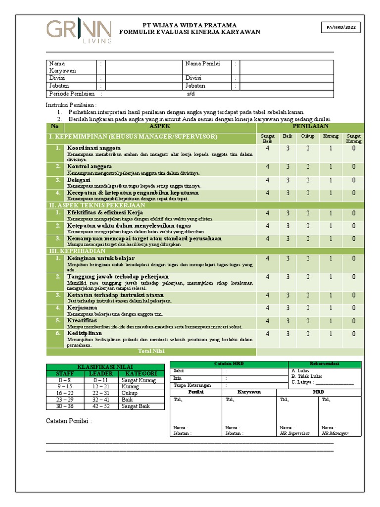 Rev - HK Pa Form New | PDF | Pengembangan Diri