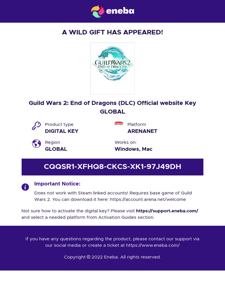 Guild Wars 2 - End of Dragons (DLC) Official Website Key GLOBAL | PDF