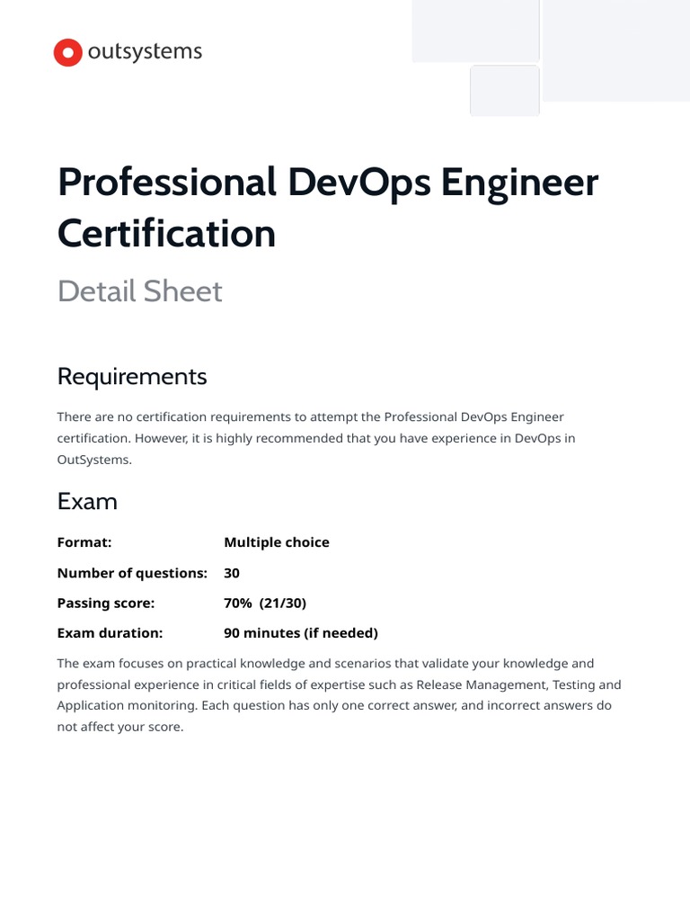 Professional DevOps Engineer Certification Detail Sheet - EN | PDF ...