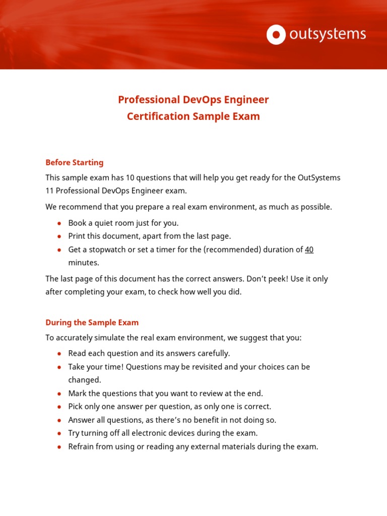 Professional DevOps Engineer Sample Exam - EN | PDF | Computing | Software