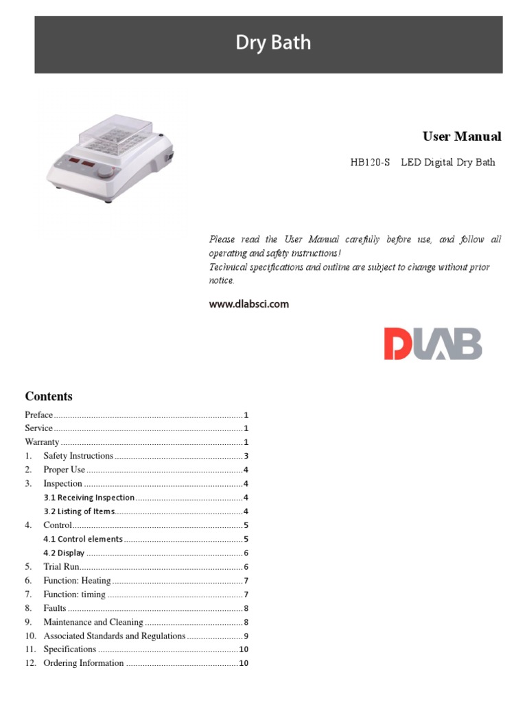 DLab Block-Heater HB120-S Manual | PDF | Electrical Connector | Electromagnetic Interference