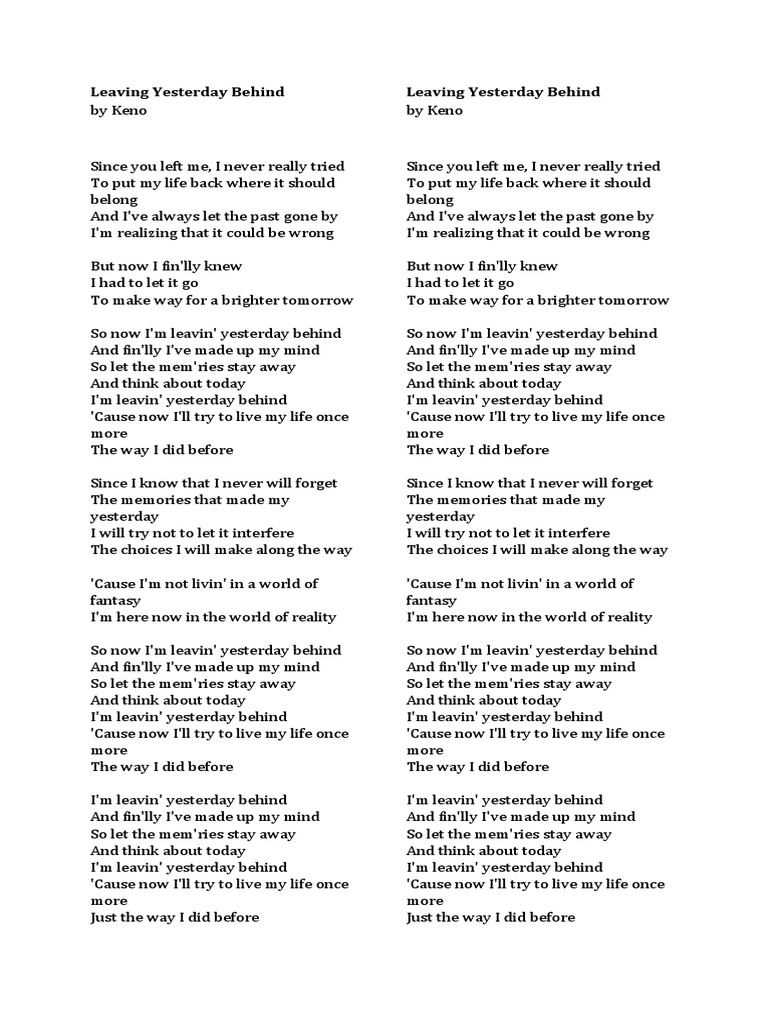 Leaving Yesterday Behind | PDF