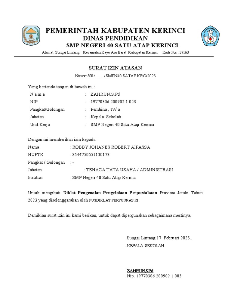 02. Surat Izin Atasan | PDF