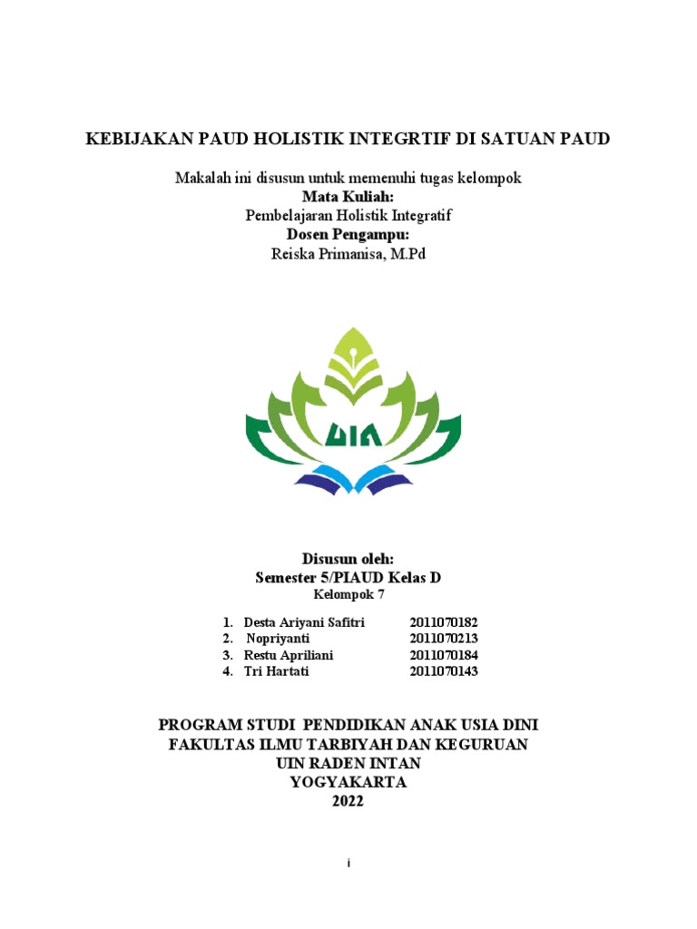 Makalah Paud Hi - Kel.7 | PDF