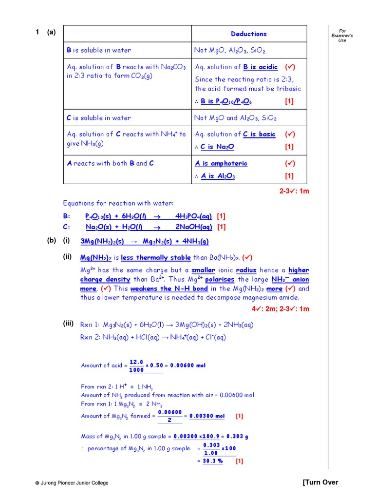 H2 Chemistry P3 Answer Scheme | PDF | Chemical Reactions | Ion