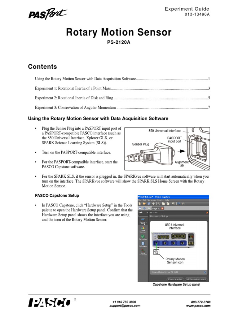 013-13496A PS-2120A Experiment Guide | PDF | Rotation Around A Fixed Axis | Torque