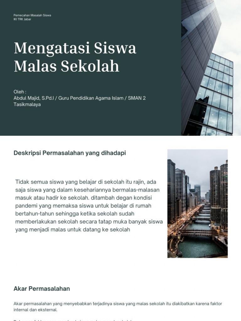 Penyelesaian Masalah Siswa Malas Sekolah | PDF