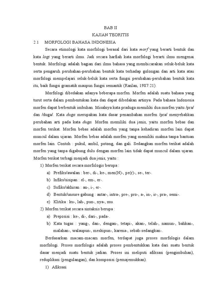 Morfologi Bahasa Indonesia | PDF | Seni & Disiplin Bahasa | Sains & Matematika