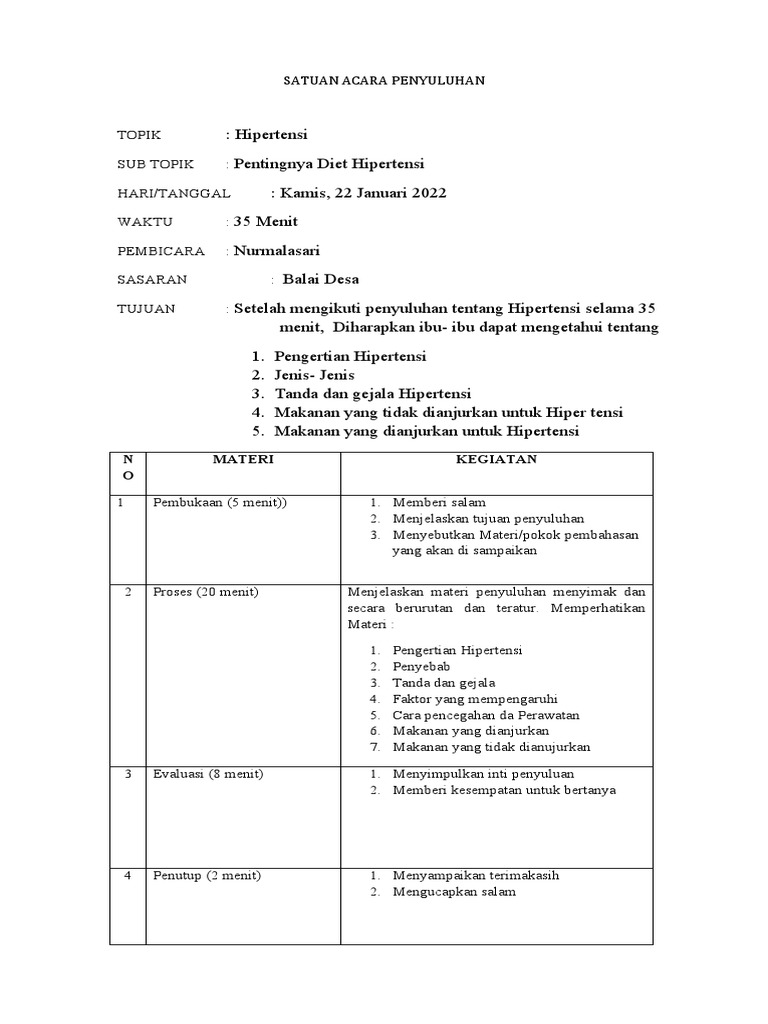 Contoh Bap Dan Sap Penyuluhan (1) | PDF