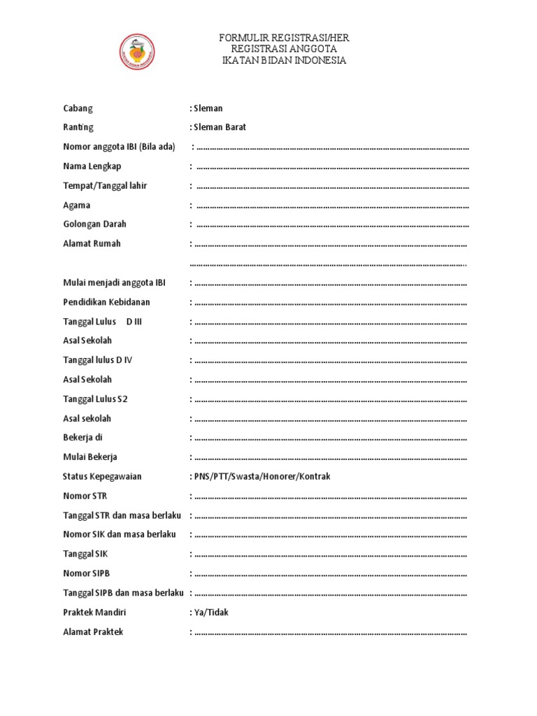 Formulir Registrasi | PDF