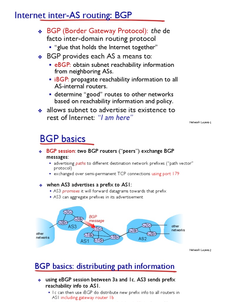 The de Facto Inter-Domain Routing Protocol BGP Provides Each AS A Means To | PDF | Router ...