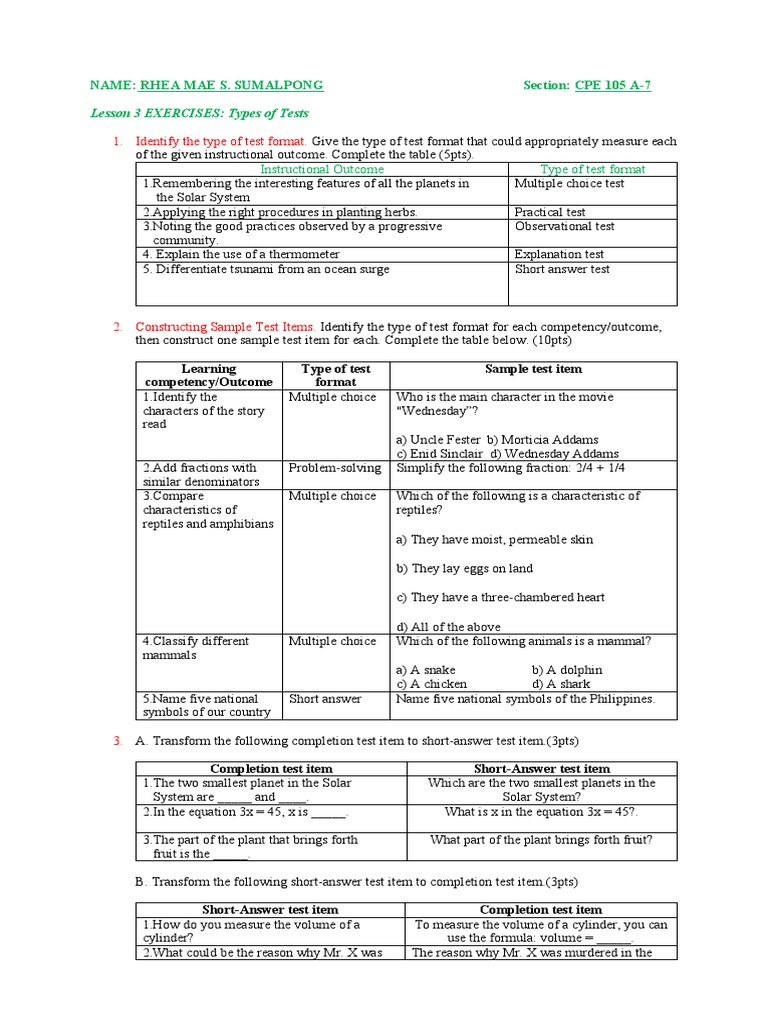 Lesson 3 - SUMALPONG | PDF | Multiple Choice