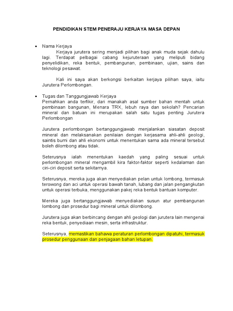 Pendidikan Stem Peneraju Kerjaya Masa Depan | PDF