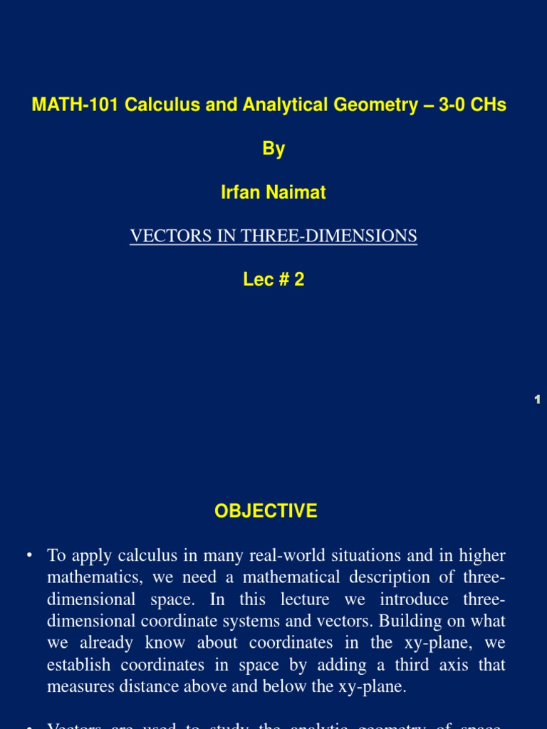 Vectors in 3 Dim (Lec #2) | PDF | Euclidean Vector | Vector Space