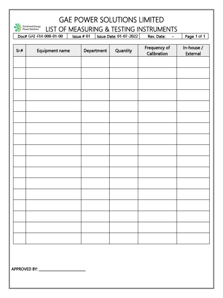 List of Measuring & Testing Instruments | PDF