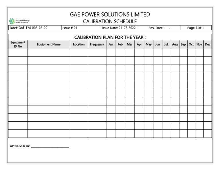 Calibration Schedule | PDF