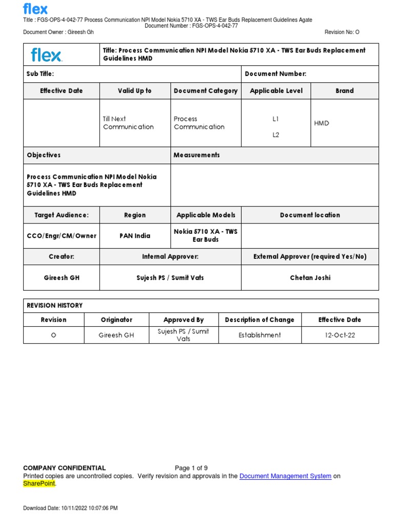 FGS-OPS-4-042-77 Process Communication NPI Model Nokia 5710 XA - TWS ...