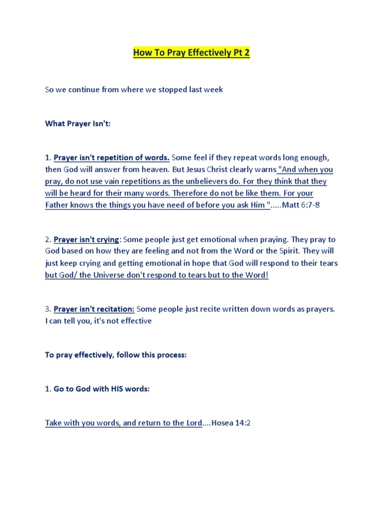 How To Pray Effectively Pt2 | PDF | Prayer | God