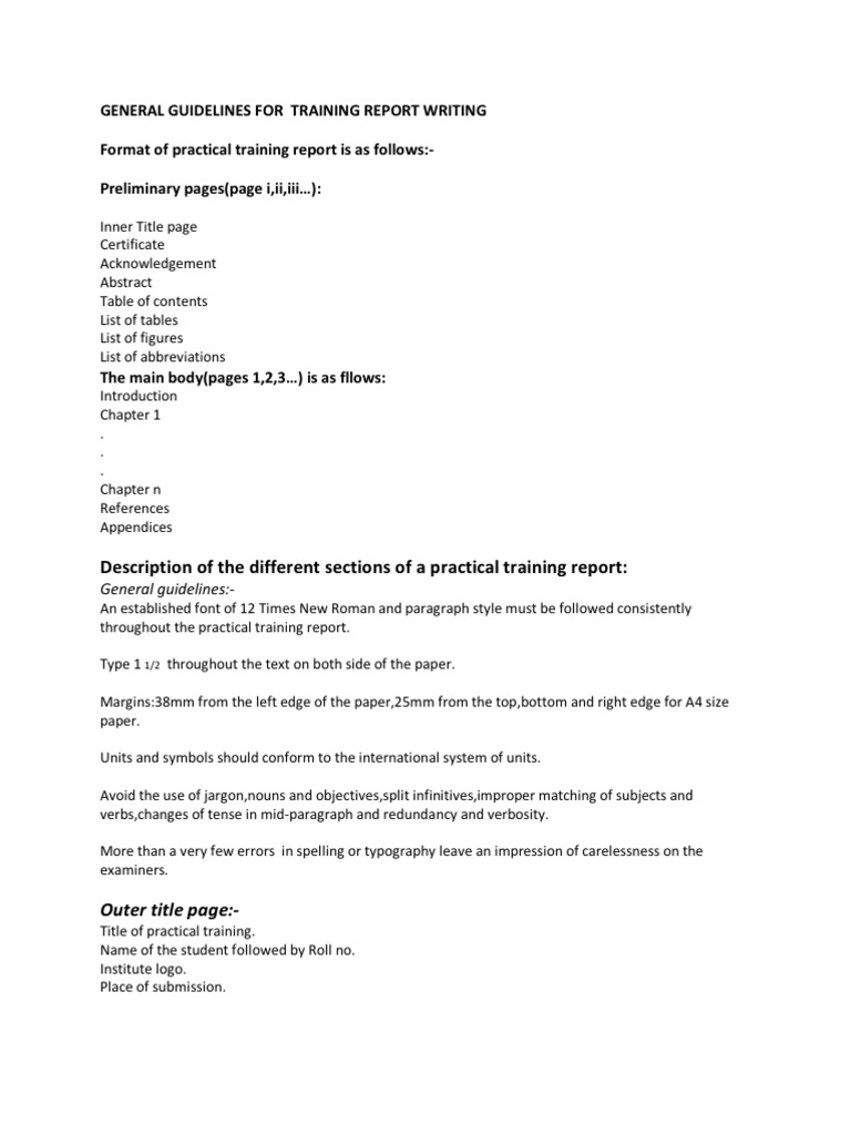 General Guidelines For Training Report Writing | PDF | Computers ...