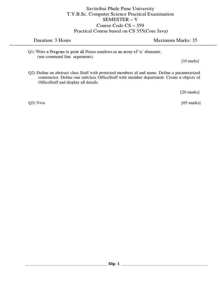 TY - Lab-III CS-359 Core JAVA Slip (Rev 2021-22) | PDF | Method (Computer Programming ...