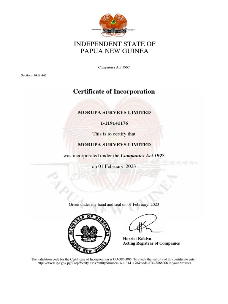Certificate of Incorporation | PDF