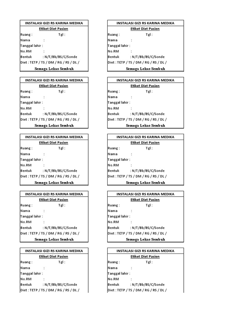 Etiket Makanan | PDF