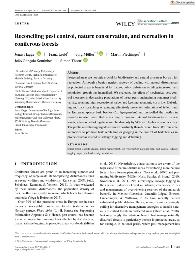 Conservation Letters - 2018 - Hagge - Reconciling Pest Control Nature ... Conservation Letters - 2018 - Hagge - Reconciling Pest Control Nature ...