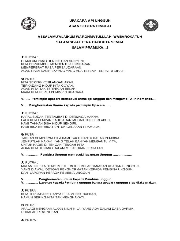 Teks Upacara Api Unggun Pramuka | PDF | Agama & Spiritualitas