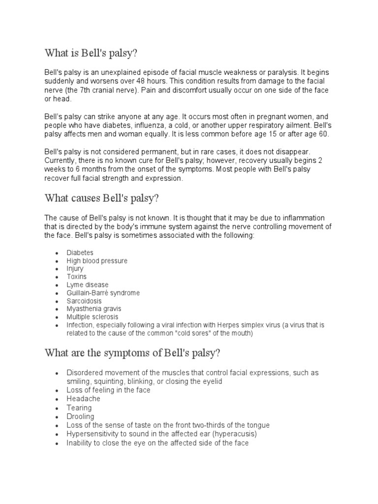 Bells Palsy | PDF | Health Sciences | Clinical Medicine