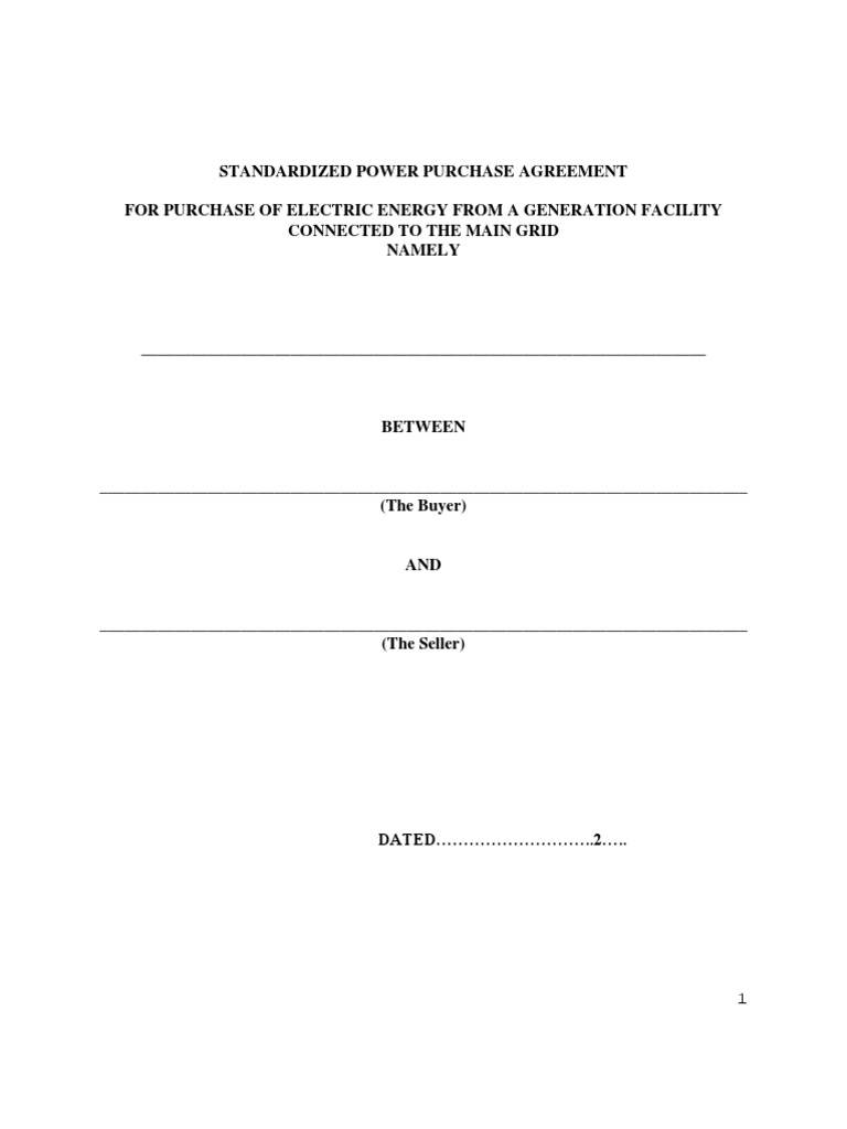 Tanzania - STANDARDIZED POWER PURCHASE AGREEMENT MAIN GRID | PDF ...