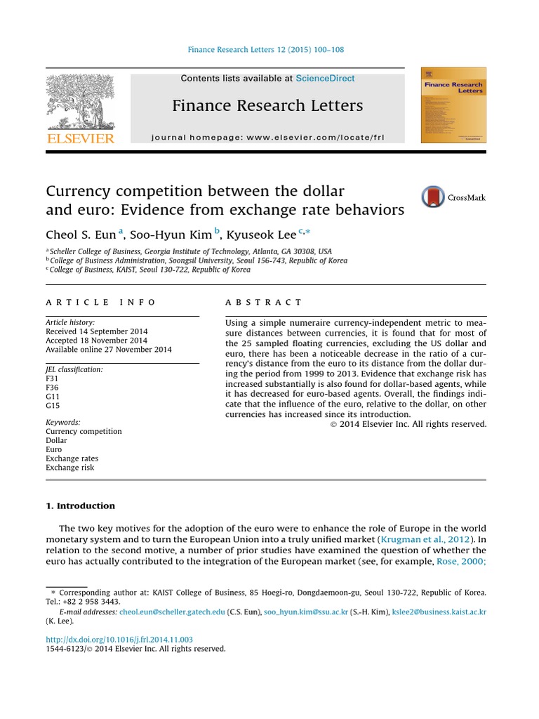 Currency Competition Between The Dollar | PDF | Euro | Robust Statistics